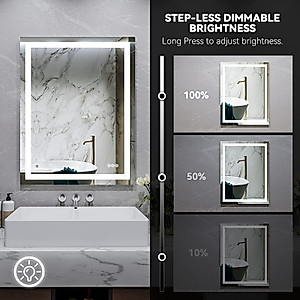 ANTEN 36" X 28" LED Mirror for Bathroom, Anti-Fog Bathroom Vanity Mirror with Lights, Shatter-Proof, 3000-6000K, Stepless Dimmable LED Vanity Mirror, Bathroom Mirrors for Wall