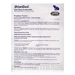 DiaGel Diarrhea Control Gel for Cats Over 6 Pounds, 1 mL Syringes, 2 Pack