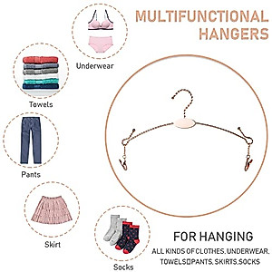 Exttlliy Metal Underwear Bra Rack Durable Fashion Children Clothes Hangers Hook Lingerie Shop Display Hanger with Clips (Rose Gold, 10PCS)