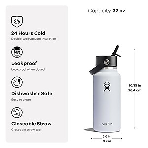 Hydro Flask Wide Flex Straw Cap Black 32 Oz