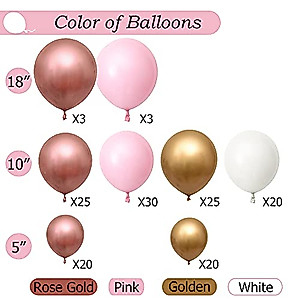 Beliueyes Rose Gold Balloon Garland Kit 148PCS, Pink White Balloon Arch for Bridal Wedding Birthday Baby Shower Anniversary Party Decor Background Decoration