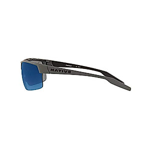 Native Eyewear Hardtop Ultra XP Rectangular Sunglasses, Granite/Blue Reflex Polarized, 71 mm