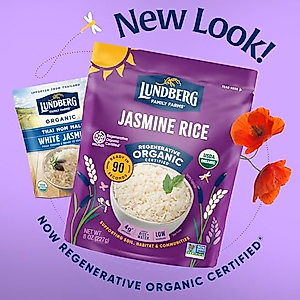 Lundberg Jasmine Rice, Long Grain White Rice - Non-Sticky, Fluffy Aromatic Rice, Sustainably Grown in California, Regenerative Organic Certified, 8 Oz