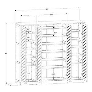 MoNiBloom Large Multi-Tier Shoe Storage Cabinet with Shutter Doors, Bamboo Shoe Floor Storage Organizer Rack for 31-35 Pairs Entryway Hallway Mudroom, Brown