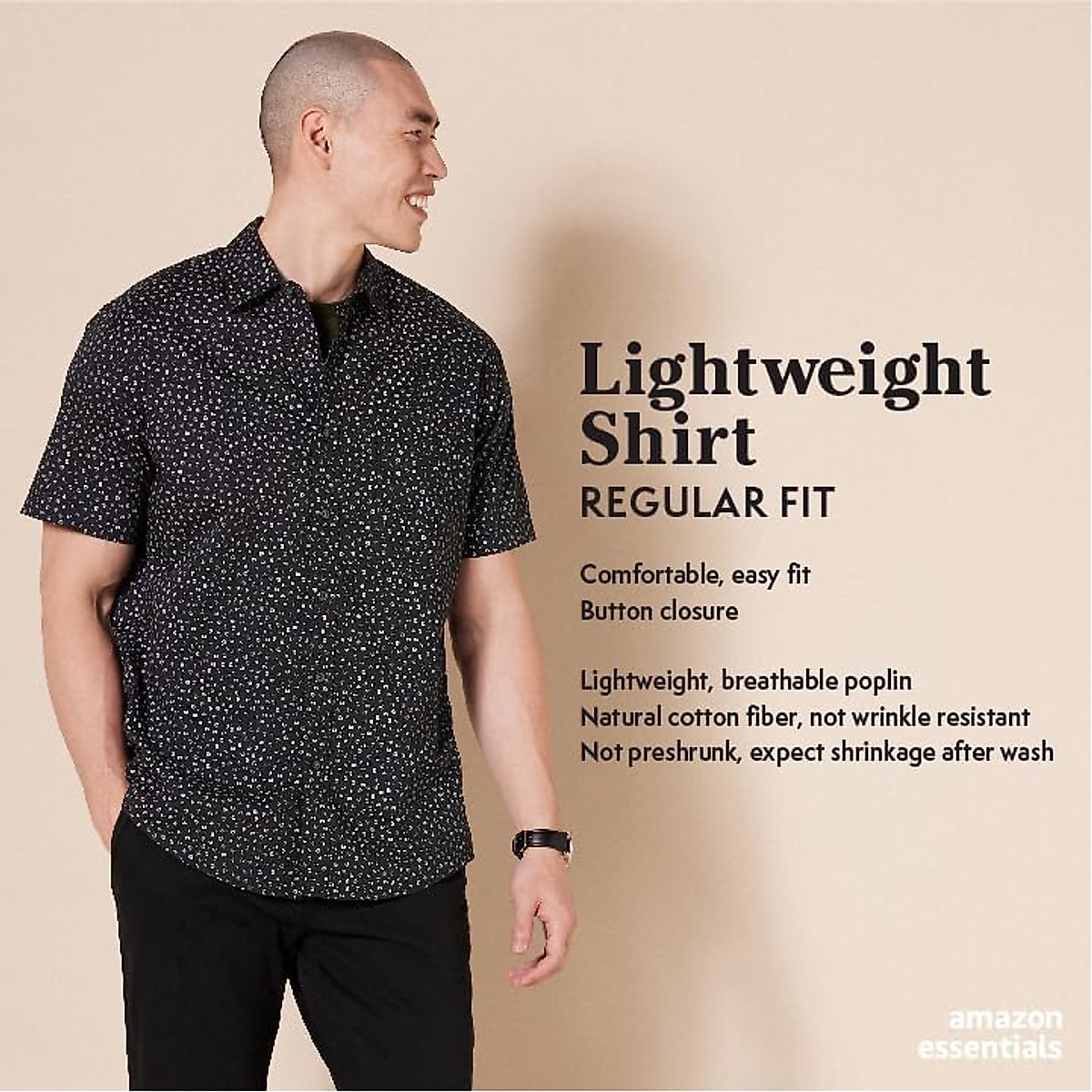 Amazon Essentials Men's Regular-Fit Short-Sleeve Print Shirt, Pink Fruit, Large