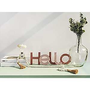 Meplait 39in Wood Bead Garland Farmhouse with Tassels,Versatile Prayer Beads Boho Chic Wall Hanging Home Decor(Natural)