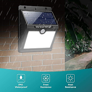 Daffodil Solar Lights Outdoor LEC800B - 46 LED Solar Motion Sensor Security Lights with 270 ° Wide Angle/3 Lighting Modes/IP65 Waterproof/for Garden Fence Patio Garage Front Door Yard Deck