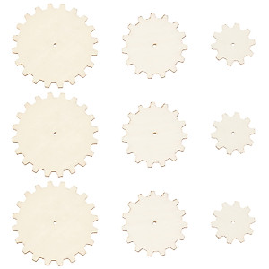 OLYCRAFT 9pcs Unfinished Wooden Gears Undyed Wood Pendants Gear Slices Charms Steampunk Wood Gear Pieces Embellishments Unfinished Wooden Gear Pieces Crafts for DIY Crafting