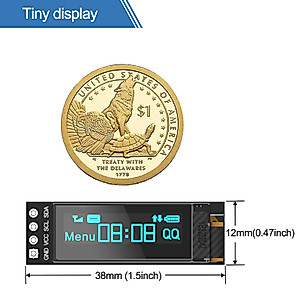 MakerFocus 2pcs I2C OLED Display Module 0.91 Inch I2C SSD1306 OLED Display Module Blue I2C OLED Screen Driver DC 3.3V~5V for Ar duino