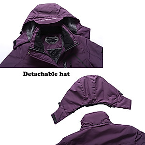 SUOKENI Women's Waterproof Warm Winter Snow Coat Hooded Raincoat Ski Snowboarding Jacket