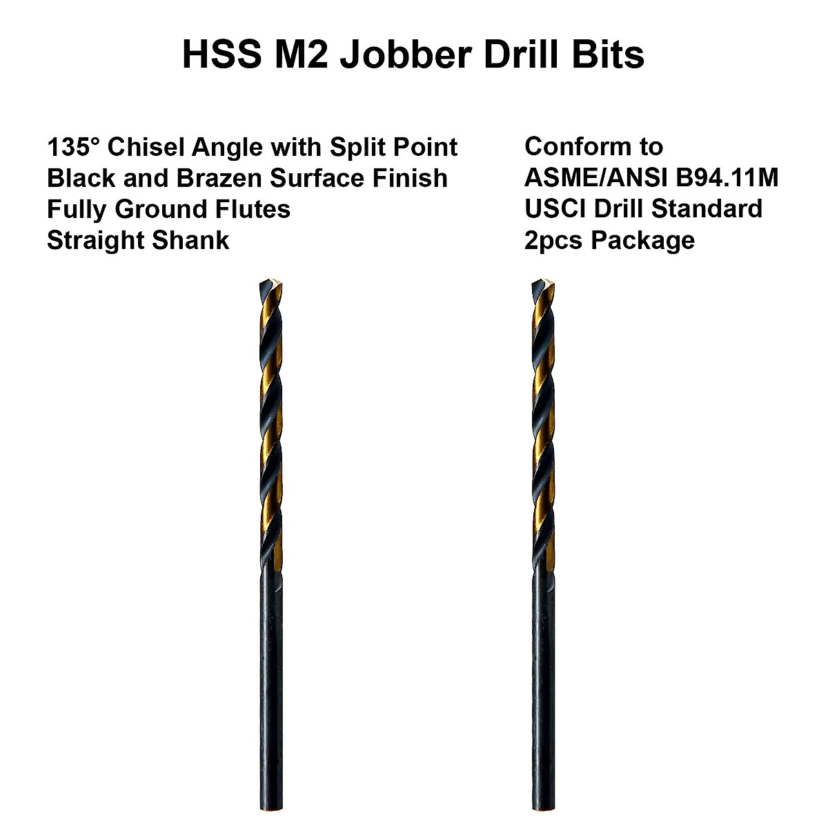 MAXTOOL No.36 2pcs Identical Jobber Length Drills Dia 0.1065" HSS M2 Twist Drill Bits Wire Gauge Gage Numbered Straight Shank Drills; JBN02H10R36P2