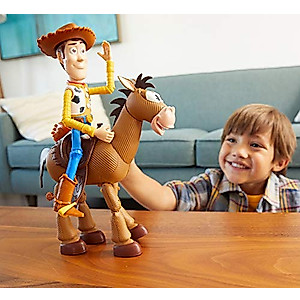 Mattel Disney Pixar Toy Story 4 Movie Set of 2 Action Figures, Collectible Pack Includes with Woody with Removable Hat & Rideable Bullseye