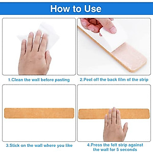 Grevosea 6 Pieces Bulletin Board Strips, Memo Board Cork Boards Strips for Walls Self-Adhesive Felt Pin Board Strips with 35 Pushpin for Home Office Decor & Memo Display No Damage for Wall （Brown）