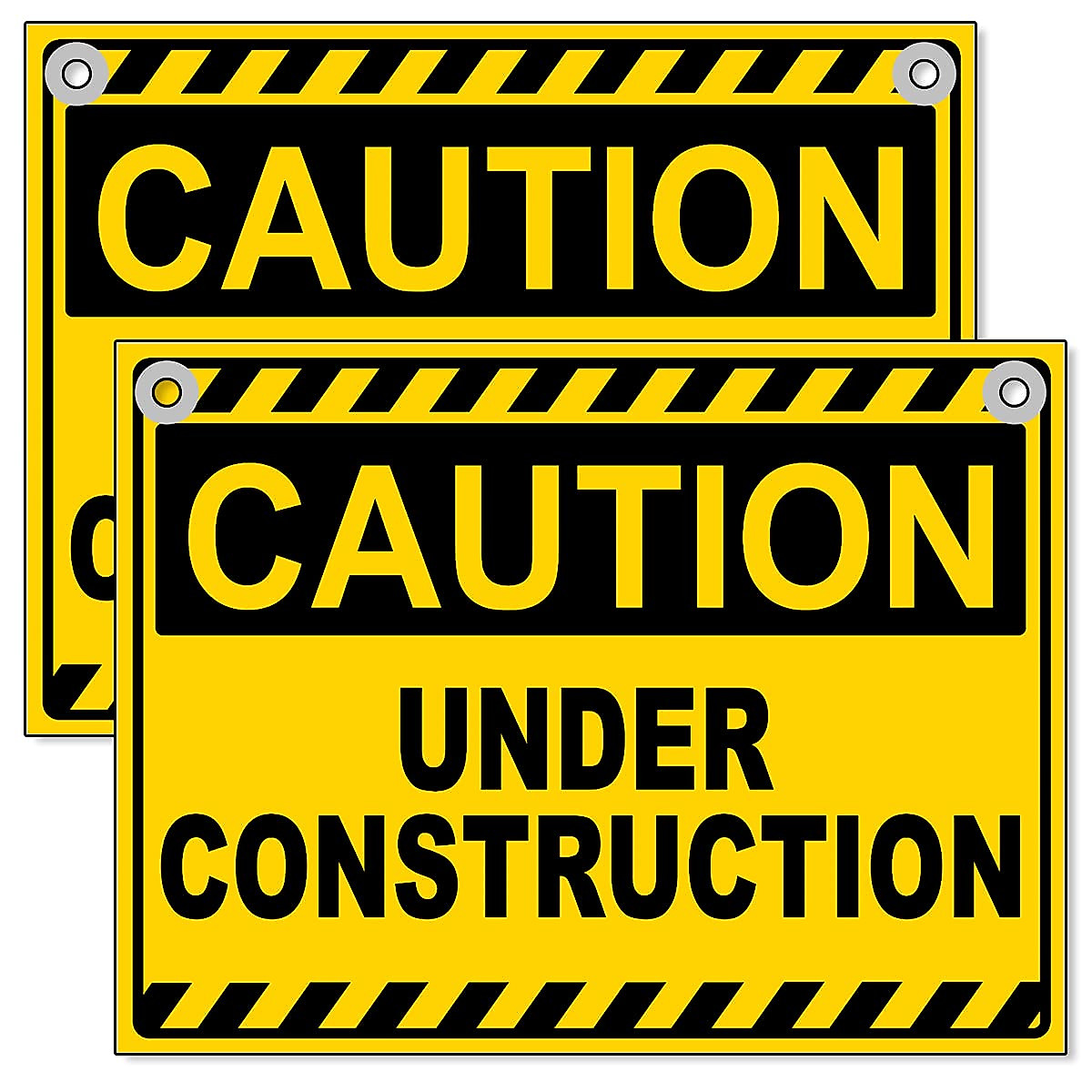 2 PC Under Construction Sign - 12 x 8 Coroplast Caution Area Under Construction Signs with Grommets - Work Zone Signs Caution Construction Zone Sign