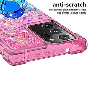 nincyee Shockproof Case for Samsung Galaxy Note20 Ultra,Glitter Shine Diamond Gradient Color Quicksand Transparent TPU Cover with Rotating Ring Kickstand