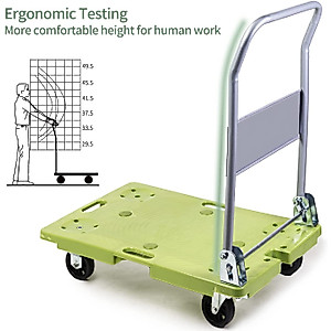 Push Cart Dolly by HBFBDRCT, Heavy Duty Moving Platform Hand Truck, Foldable for Easy Storage and 4 Silent Rubber Wheels with 330lb Weight Capacity for Luggage,Moving, Shopping and Office Use