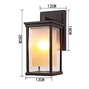 PEHUB Simple Outdoor Porch Wall Sconce Garden Exterior Wall Sconce Light Fixtures Waterproof Outside Wall Lantern Lighting Black Aluminum Square Frame with Clear Glass Creative Shape Lamp Exterior Lig