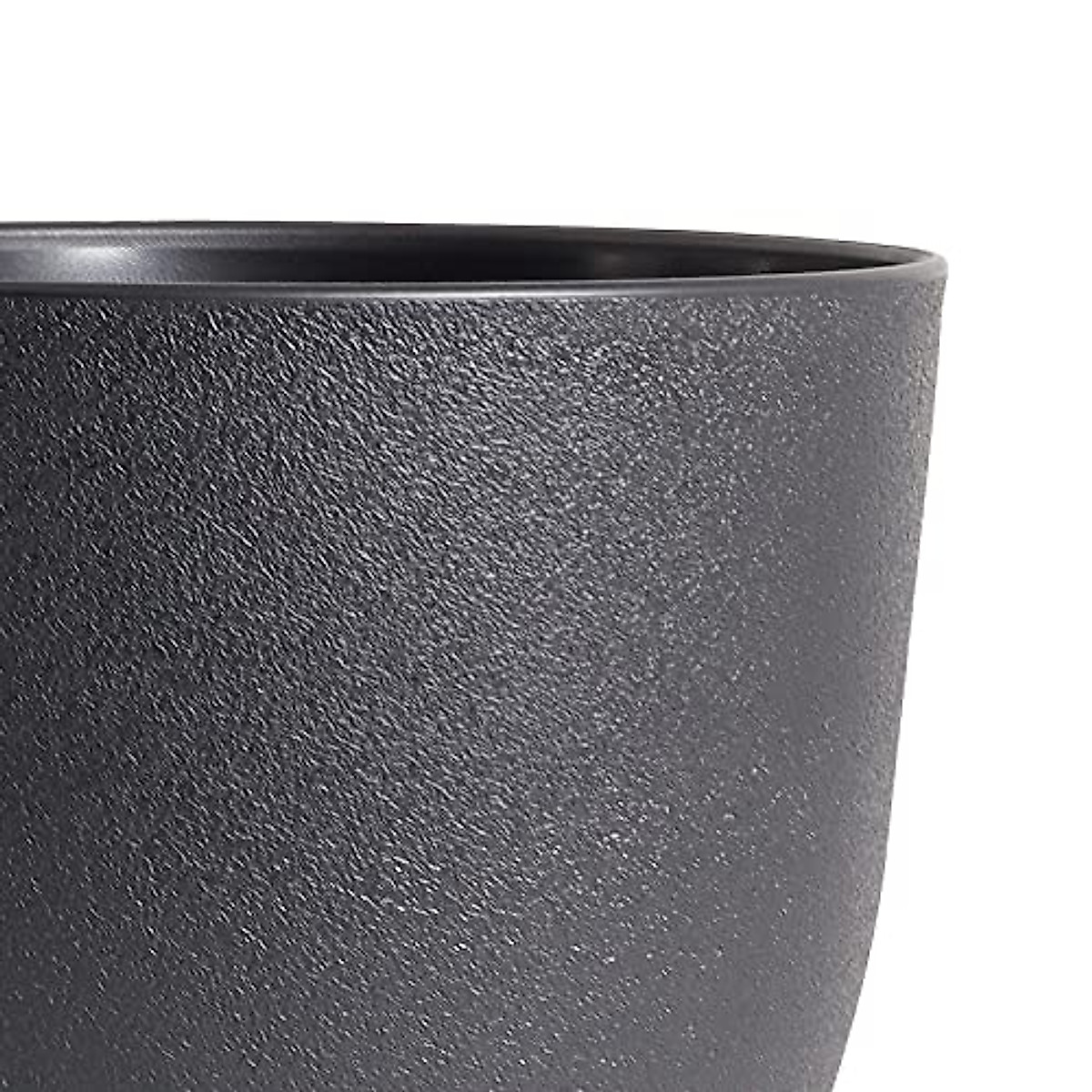WOUSIWER Plant Pots 10/9/8 inch, Set of 3 Modern Decorative Plastic Planters with Drainage Holes and Saucers for House Plants Indoor Flowers Plants, Black