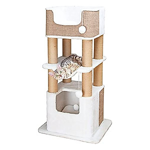 TRIXIE Lucano XXL 43-in Cat Tower, Sisal Scratching Posts, Cat Tree with Plush Condo, Cushions, Dangling Cat Toys, Brown