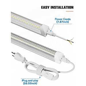 ELEKICO 8FT LED Shop Light, Super Bright 100W Shop Lights, 15000LM 5000K 8 Foot Led Lights, Linkable 96" LED Shop Lights Lighting for Garage with Plug, V Shape T8 8' Led Light Fixtures 10 Pack