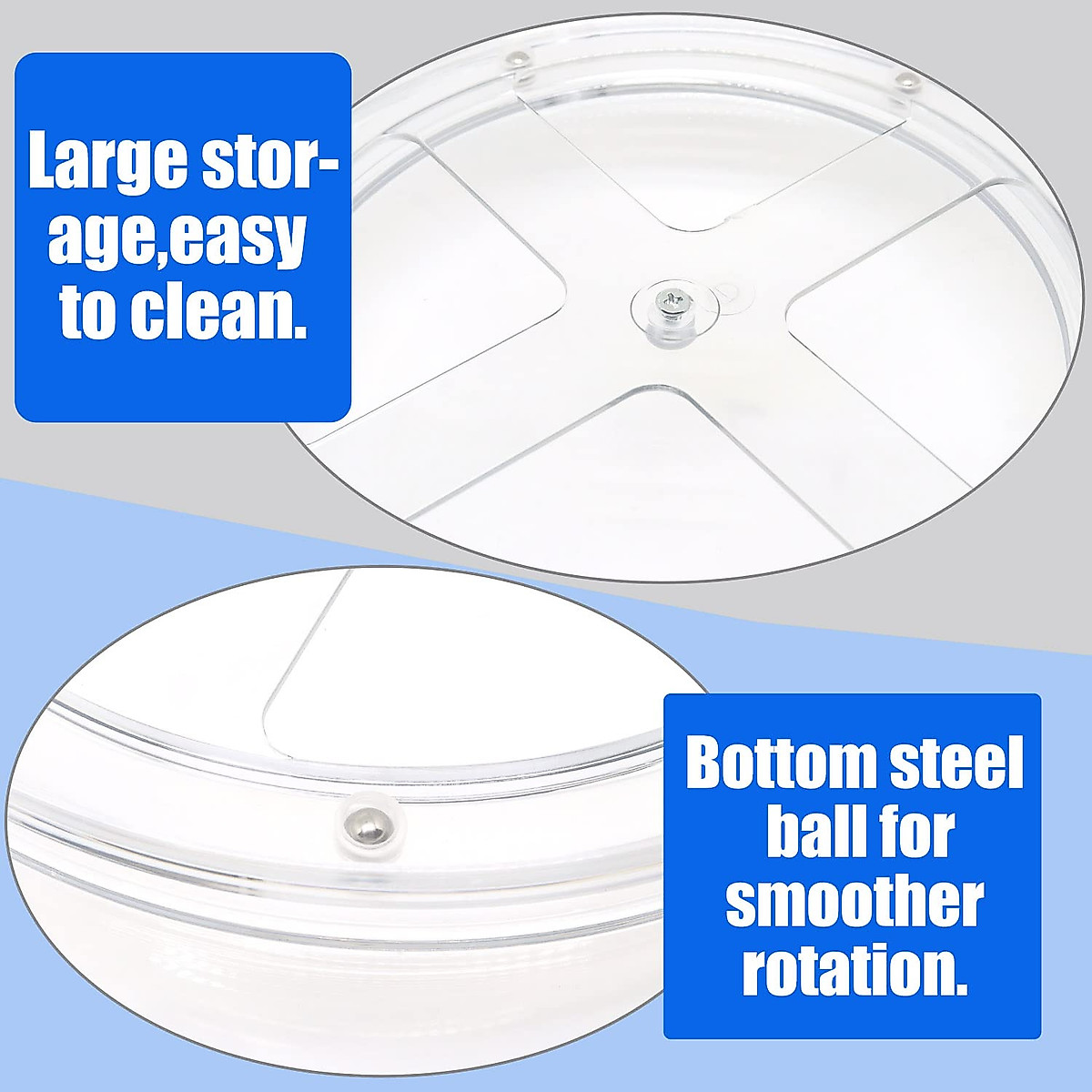 SWZHAI Lazy Susan Organizer 11 inches, Clear Turntable Acrylic Spice Rack for Cabinet Storage, Rotating Seasoning Organizer for Kitchen, Refrigerator, Pantry, Countertop, Table, Vanity, Bathroom