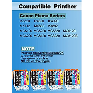 KINGWAY Compatible Ink Cartridge Replacement for Canon PGI-225 CLI-226 to Work with MG6220 MG6120 MG5320 MX882 MX892 Printer, 20 Pack(4 x Large Black/Small Black/Cyan/Magenta/Yellow)