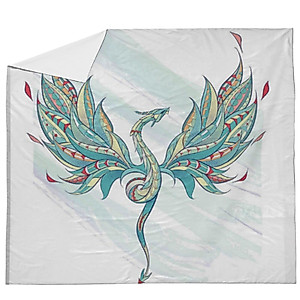 Yaofuren Dragon Theme 3 Pieces Duvet Cover Set Queen Size，Bedding Serpent Fantasy Art Print Duvet Cover，Soft Printed Design Zipper Comforter Cover with Ties and 2 Pillow Shams （Multicolor，Queen）