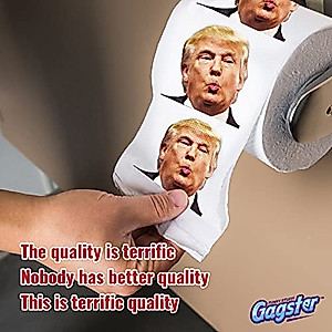 Trump Political Toilet Paper Roll by Gagster - 3 Ply Funny Novelty Gag TP with Full-Color Image - 200 Sheets Per Roll - Prank Gift for Adults - Printed on Every Sheet - Make Your Butt Laugh