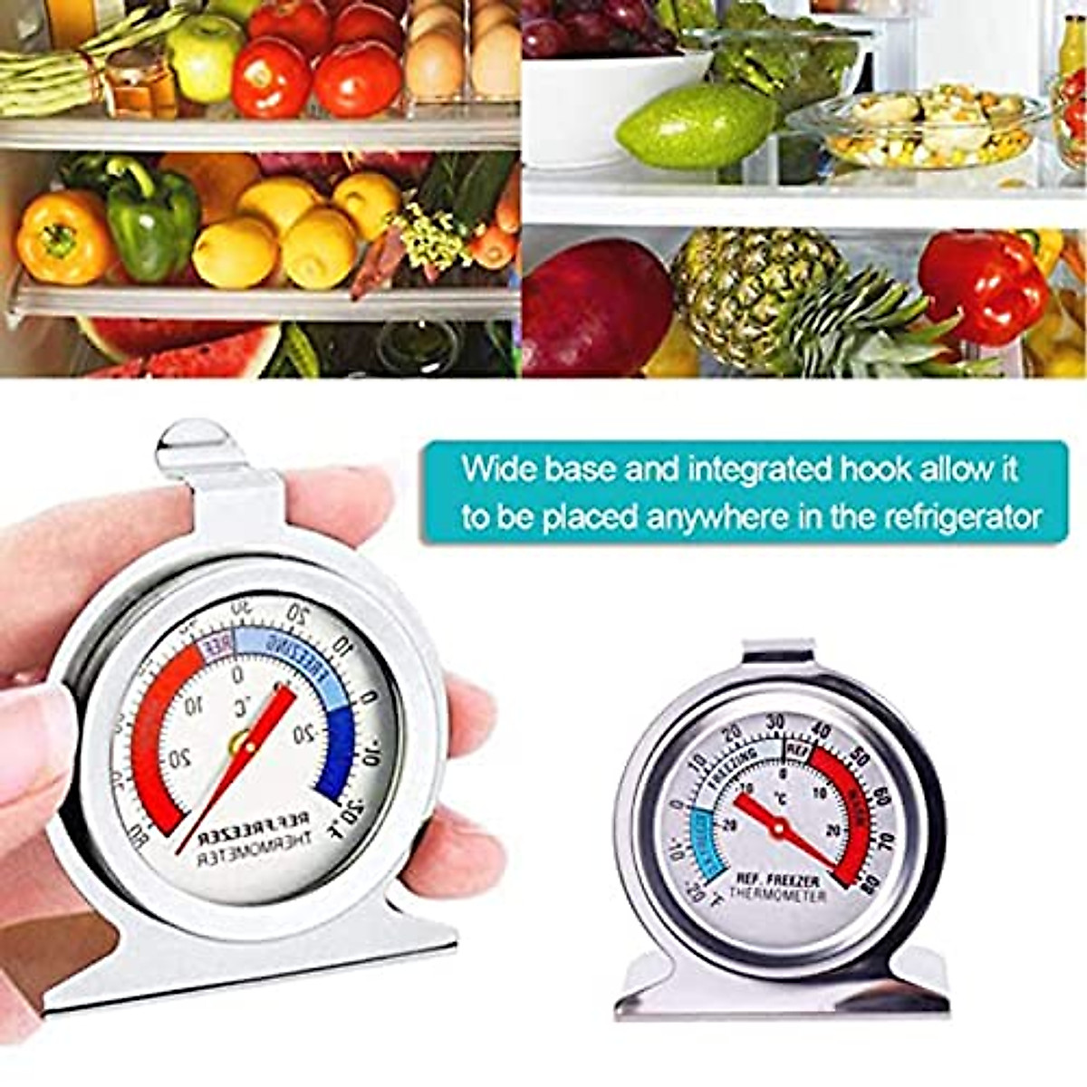 3 Pack Refrigerator Classic Fridge Large Dial with Red Indicator for Freezer Refrigerator Cooler with Hanging Hook and Retractable Stand Floor and Rug Vacuum
