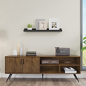 Panana 62.99" TV Stand Television Stands TV Console Unit with 3 Open Cubby and 2 Doors for Living Room Bedroom for TVs up to 70 Inches, Walnut