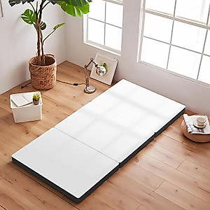 Dlewmsyic Tri-Fold Mattress, Folding Gel Memory Twin Mattress, CertiPUR-US Portable Mattress Topper with Washable Cover-Medium Firmness, for Travel, Camping, Sleepovers (Twins)