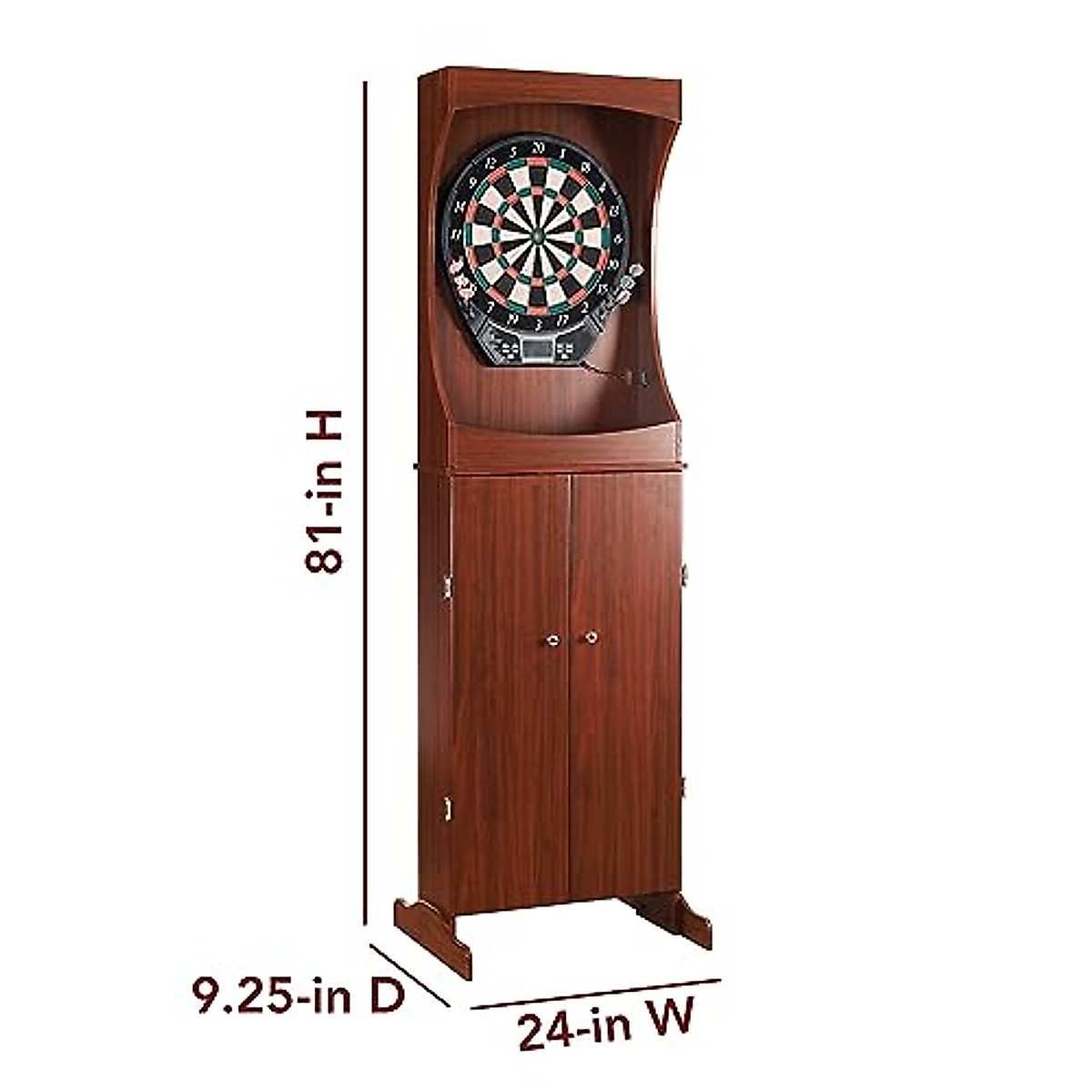 Outlaw Electronic Dartboard and 81-in Free-Standing Cabinet - Cherry Finish