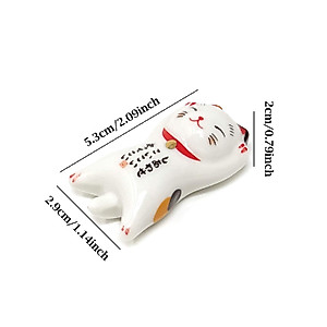 Honbay 5PCS Cute Ceramic Lucky Cat Chopsticks Rest Rack Stand Holder for Chopsticks, Forks, Spoons, Knives, Paint Brushes