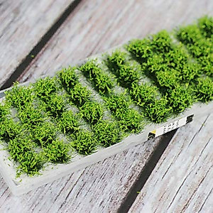 80 Pcs Green Bushy Tufts Lowland Shrubs Tuft Static Grass Vegetation Groups Railway Artificial Grass War Gaming Terrain Decoration Railroad Scenery War Gaming Scenery (Light Green)