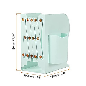 PATIKIL Adjustable Bookend with Pen Holder, Extends up to 19 Inch, Expandable Desk Magazine File Organizer Holder for Office Book Storage,Green