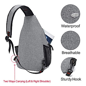 MOSISO Rope Sling Backpack (Up to 13 inch), Multipurpose Crossbody Chest One Shoulder Outdoor Travel Hiking Daypack, Gray
