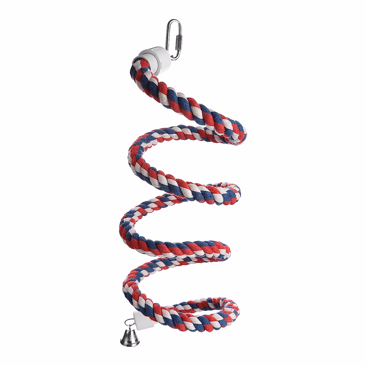 Aigou® Bird Rope Perch,Spiral Cotton Parrot Swing Climbing Standing Bird Toys with Bell (Small - 52 inch)