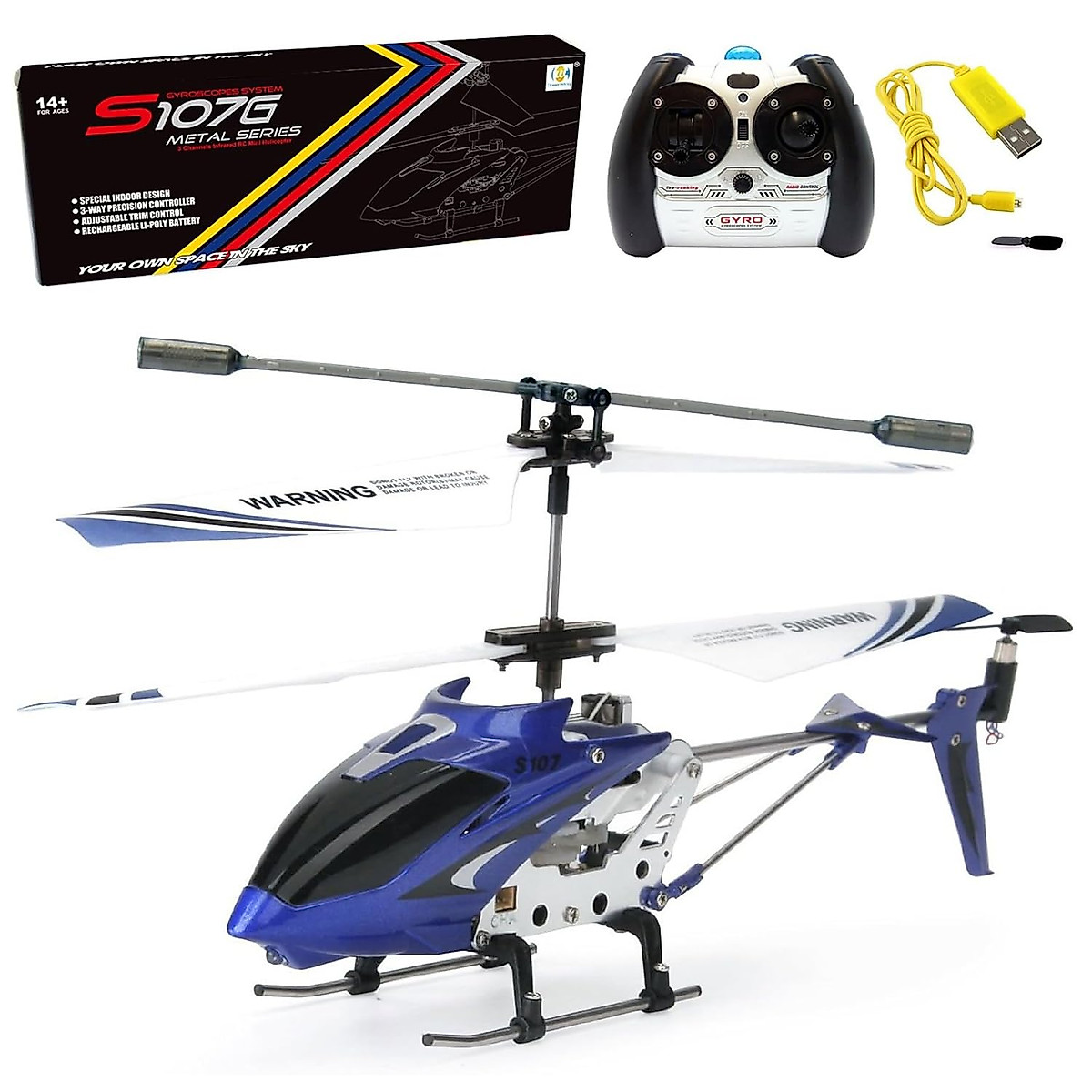 SYMA S107G 3 Channel RC Helicopter with Gyro, Blue