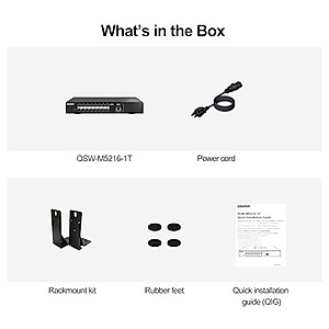 QNAP QSW-M5216-1T-US 16-Port 25GbE Managed Network Switch with 10GbE connectivity for Backbone Networks. Layer 2, Web Management