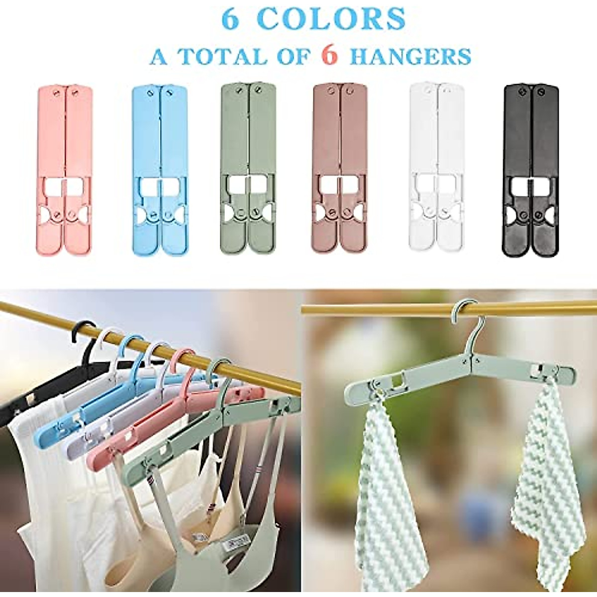 Foldable Travel Hanger Pants Hangers Lightweight and Durable Non-deformable Plastic Cloths Hanger Fits All Clothes and Socks Towel Can Be Folded Down for Easy Storage (Grey)