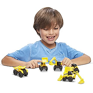 CAT Construction Toys, Little Machines 5pk Truck Toy Set, Includes Dump Truck, Front Loader, Bulldozer, Backhoe, and Excavator Vehicles with Moving Parts, Cake Toppers Ages 3+