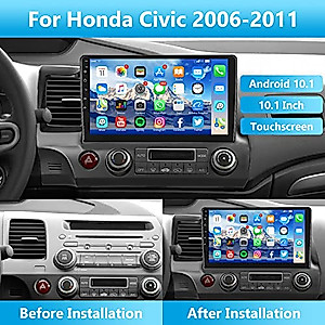 Android Car Stereo for Honda Civic 2006 2007 2008 2009 2010 2011 with WiFi GPS Navigation 10.1" HD Touchscreen Autoradio Support Mirror Link Backup Camera Microphone SWC