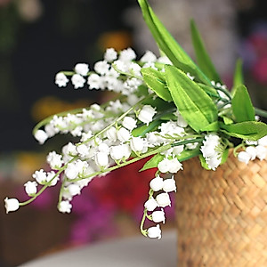 ZooeyRoose 10 pcs Lily of The Valley Artificial Flowers Fake Convallaria Majalis White Flower for Home Garden Bridal Wedding Bouquets Centerpieces Small Vase Arrangements Table Party DIY Decorations