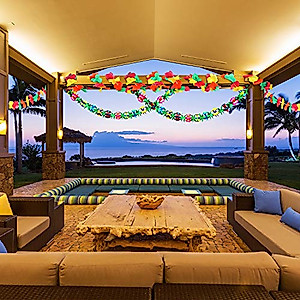 6 Pieces Long Tropical Flower Garland Multicolored Paper Tissue Garland Hawaiian Flower Garland for Luau Hawaiian Themed Party Supplies