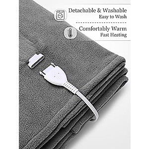 CURECURE Electric Heated Blanket 62'' x 84'' Electric Blanket for Whole Body Warming, ETL and FCC Certification Fast Heating with 4 Heating Levels & 10 Hours Auto-Off, Machine Washable, Grey
