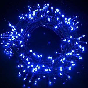 Joiedomi 200 LED Blue Halloween String Lights with 8 Modes 65.2FT Green Wire for Indoor Outdoor Holiday Décor Halloween Event Decoration, Tree, Eaves, Haunted House Theme Party