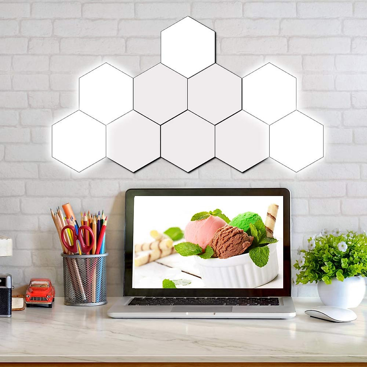 Hexagon Lights, Hexagon Led Lights, Hex Lights for Wall Led Light Wall Panels for Living Room, Bedroom, Led Wall Decor, 100V-240V (5 Lights with Power Supply EU Plug)