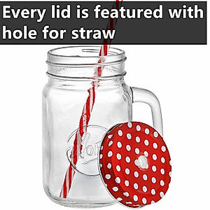 Dicunoy Set of 8 Mason Jar with Handle and Straw, 16OZ Mason Jar Cups with Lid, Old Fashioned Drinking Glasses for Iced Coffee, Smoothies, Ice Tea, Lemonade, Party Favors