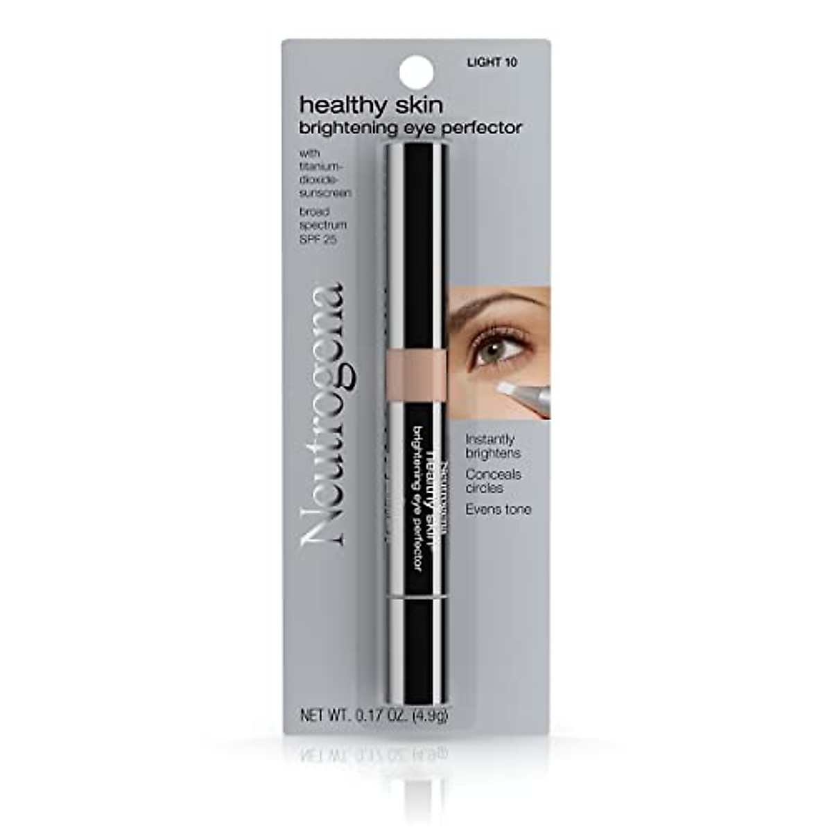 Neutrogena Healthy Skin Brightening Eye Perfector & Under Eye Concealer, Dark Circle Treatment Concealer Makeup with Soy & Vitamin E Antioxidant, Broad Spectrum SPF 25, Light 10,.17 oz