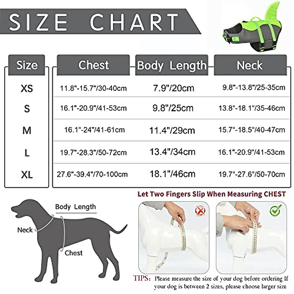Dogcheer Dog Life Jacket Shark, Adjustable Dog Swim Life Vest for Swimming Boating with Superior Buoyancy and Rescue Handle, Ripstop Pet Flotation Vest for Puppy Small Medium Large Dogs
